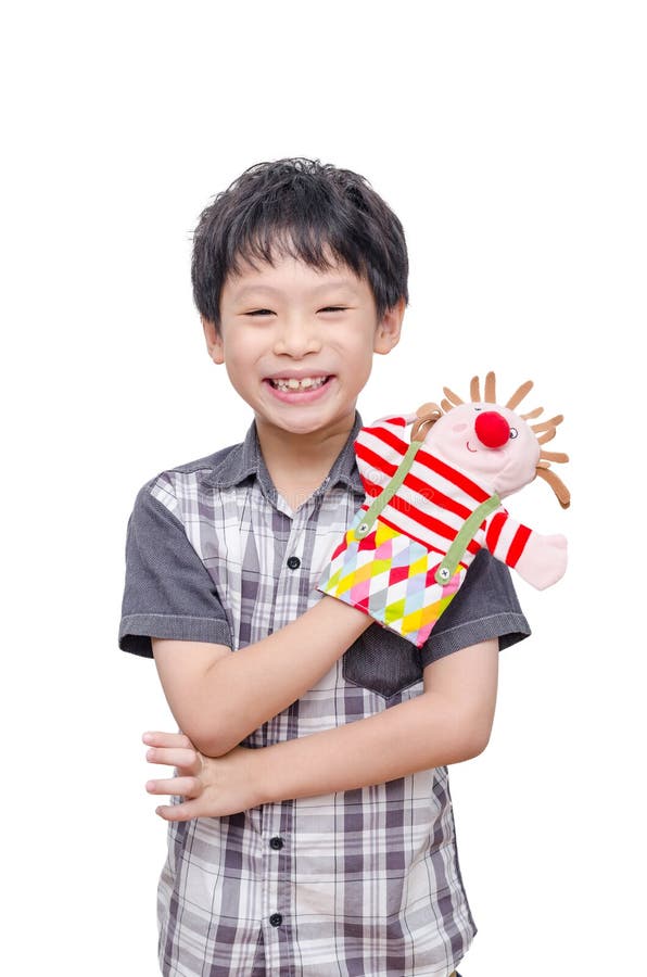 Young Boy Playing with Puppet Stock Image - Image of play, child: 66401517