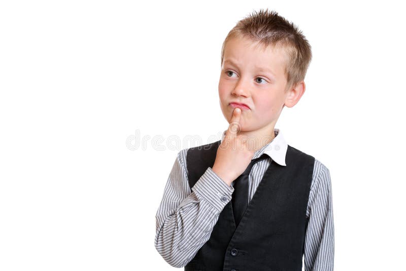 Young Boy Pondering stock photo. Image of child, seven - 40843260