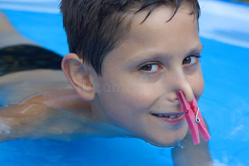 Young boy in pool stock image. Image of pool, happy, recreation - 6031939