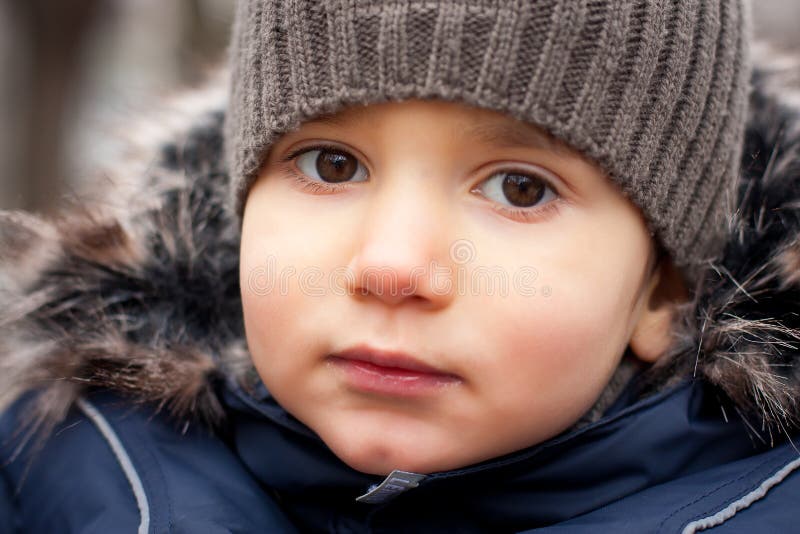 Winter baby boy stock photo. Image of expression, childhood - 7465964