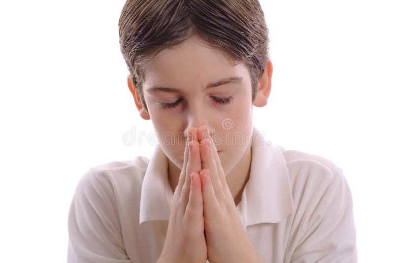 Young Boy Praying Over the Bible Stock Photo - Image of holy, devotion ...