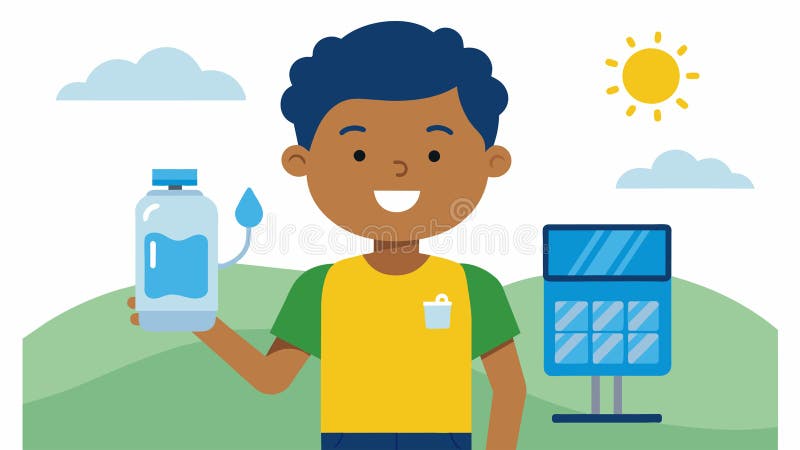 A Young Boy Proudly Displays His Solarpowered Water Filtration System ...