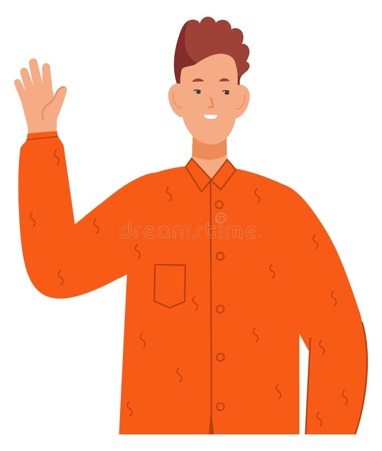 Student Waving Hand, Chartoon Character Cute Boy Stock Illustration ...