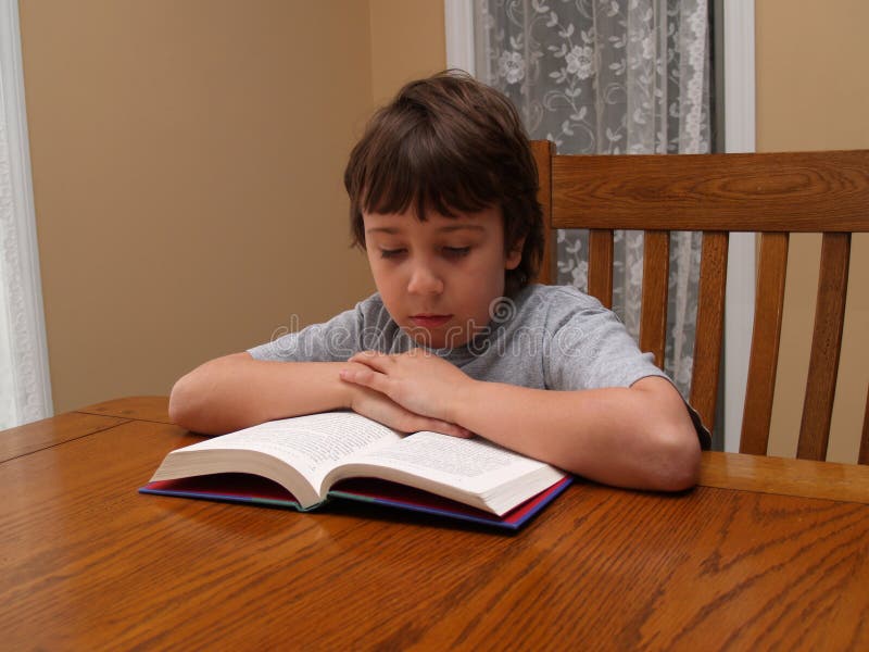 Young boy reading a book stock image. Image of childhood - 4162283