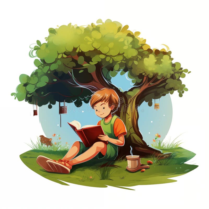 School Boy Under Tree Stock Illustrations – 144 School Boy Under Tree ...