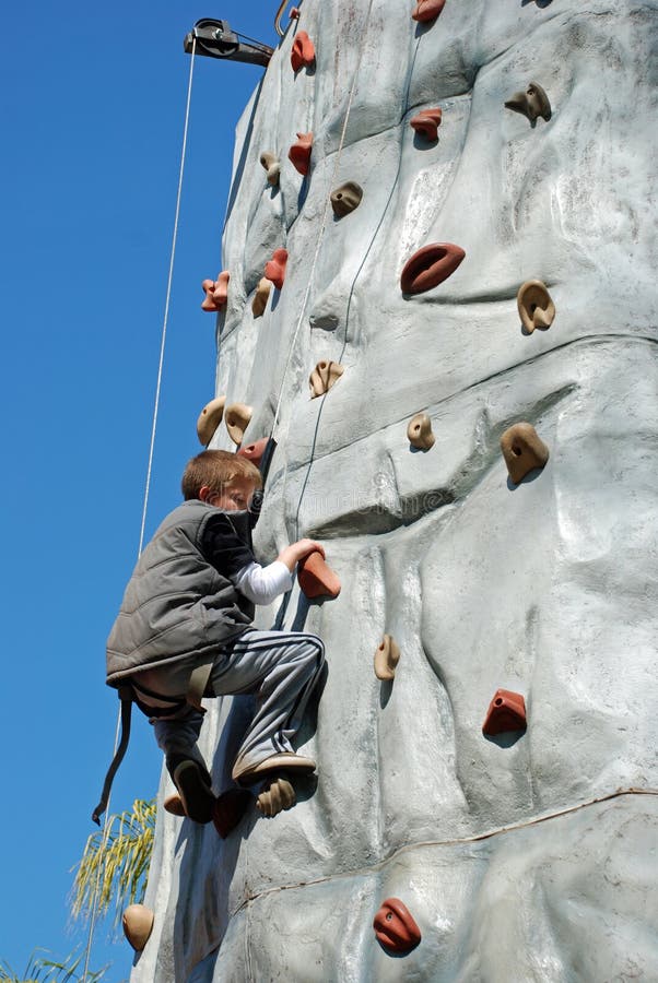 Boy Climbing a Rope Ladder in Playground Stock Image - Image of funpark ...
