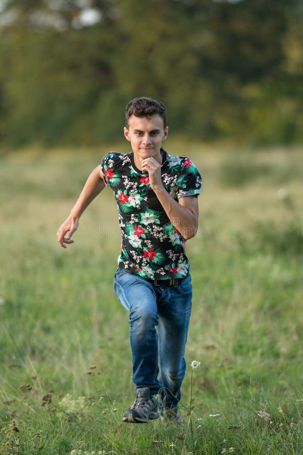 Young boy running stock image. Image of leisure, adult - 133156361