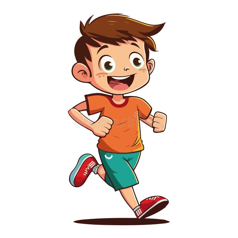 Young Boy is Running. Smiling Boy Running, Playing Sports. Stock Vector ...