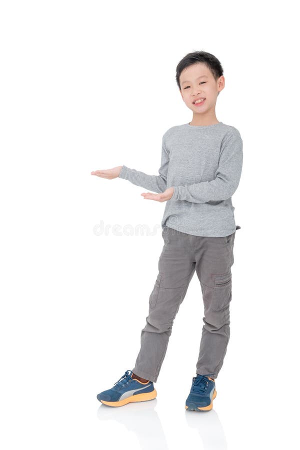 Young Boy Showing Copy Space by Hands Stock Image - Image of youth ...