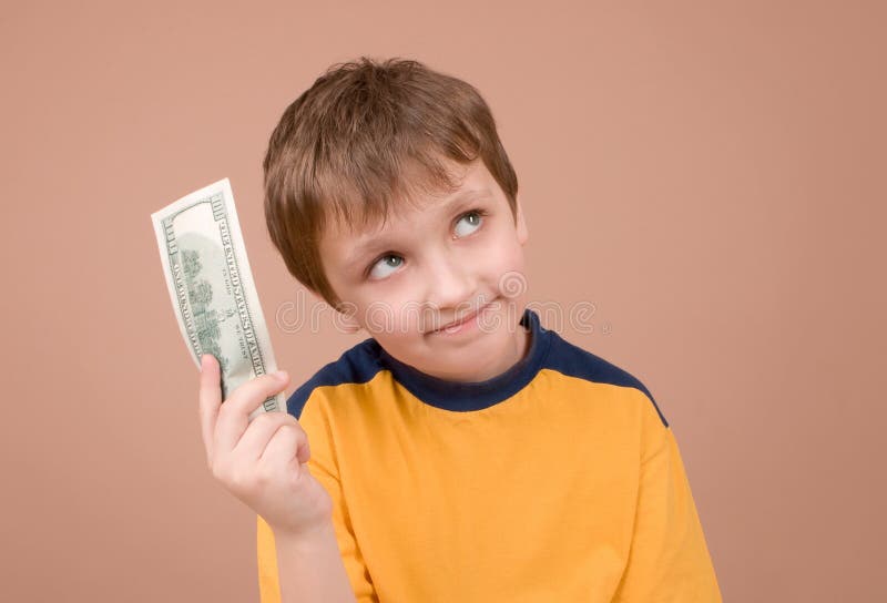 Young boy showing money stock image. Image of incentive - 2370851