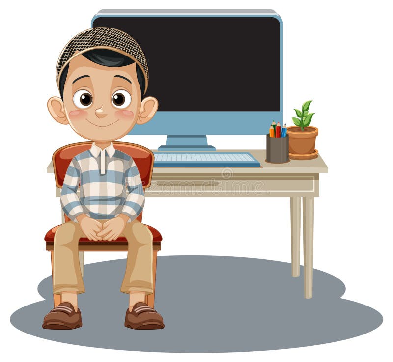 Young boy sitting stock vector. Illustration of modern - 326073239
