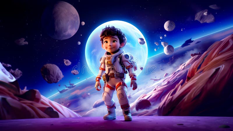 Man in Space Suit Standing in Front of Background of Planets ...