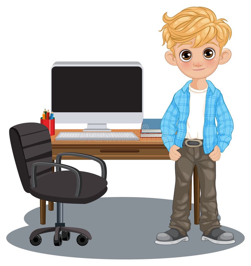 Boy Standing Chair Stock Illustrations – 584 Boy Standing Chair Stock ...