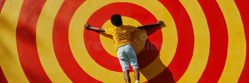 A Young Boy is Stuck To a Red Yellow Target Stock Illustration ...