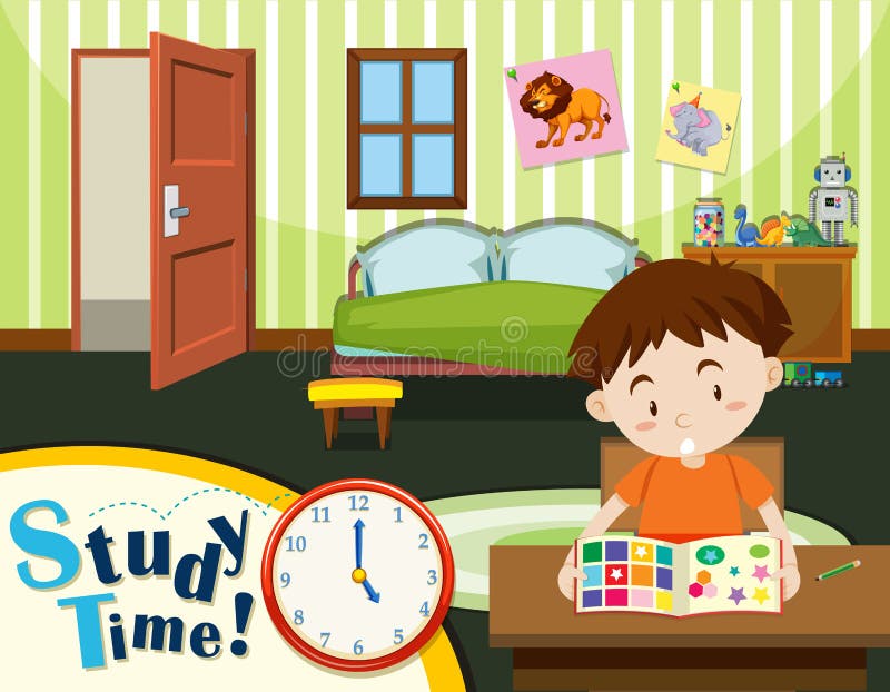 Study time card stock illustration. Illustration of book - 17907770