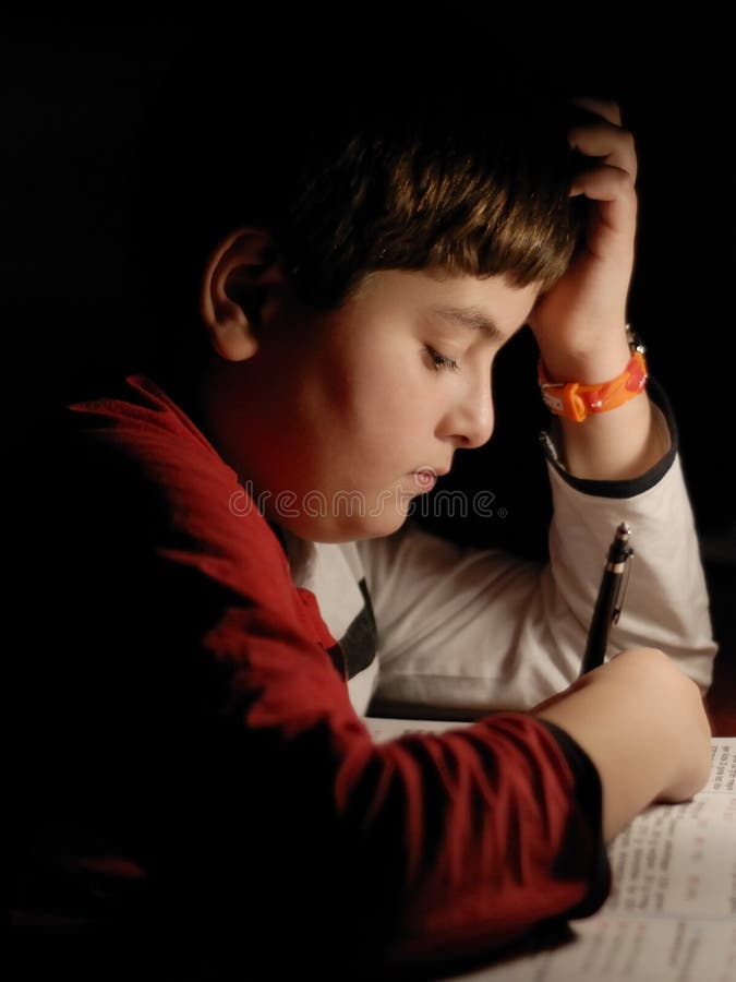 Young boy studying stock photo. Image of hard, little - 17842884