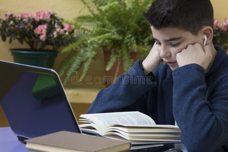 Boy studying book stock photo. Image of education, attitude - 97241460