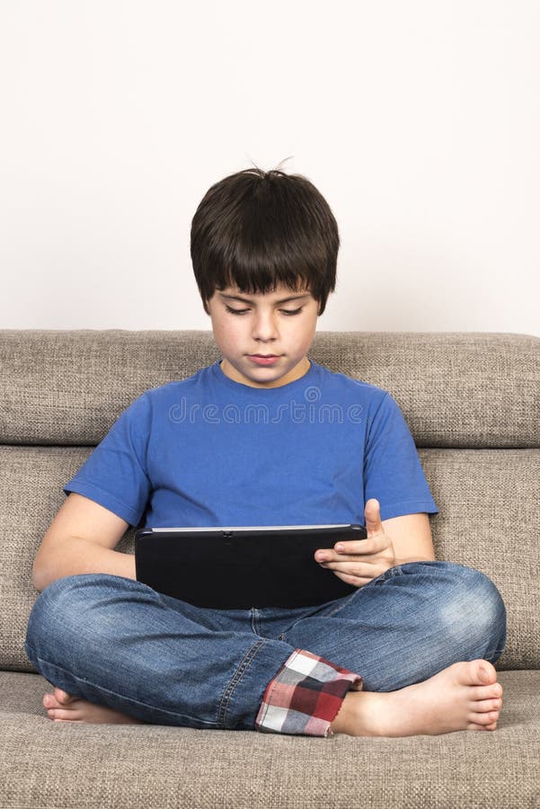 Young Boy and a Tablet Digital Stock Image - Image of schoolboy ...