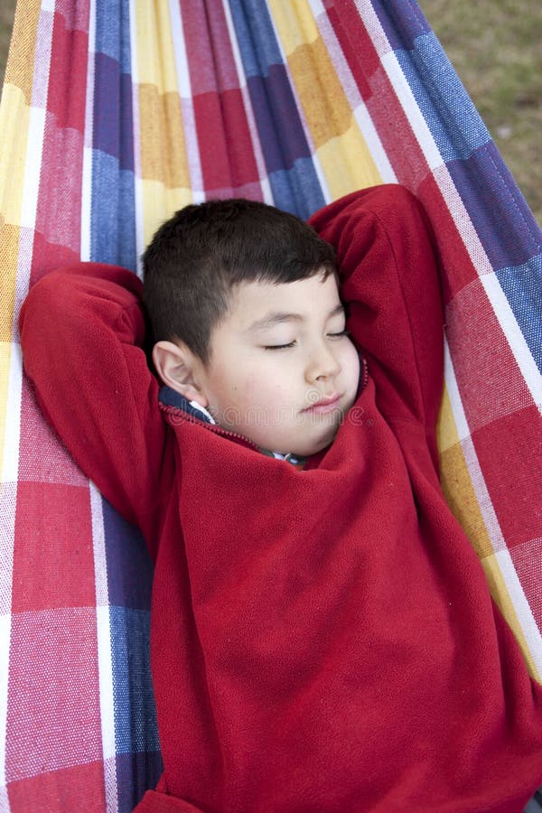 Boy Takes a Nap on Hammock. Stock Image - Image of childhood, sleep ...