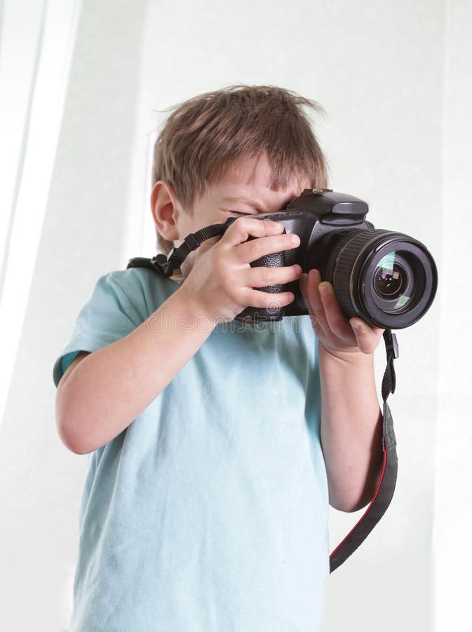 Child Taking Picture with Vintage Camera Stock Image - Image of ...
