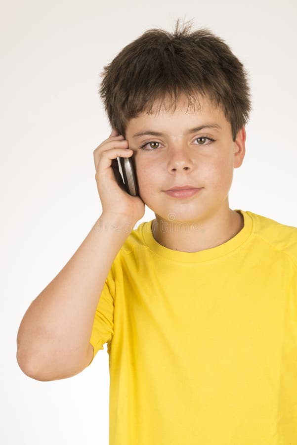 Young Boy Talking with Mobile Stock Photo - Image of expression ...