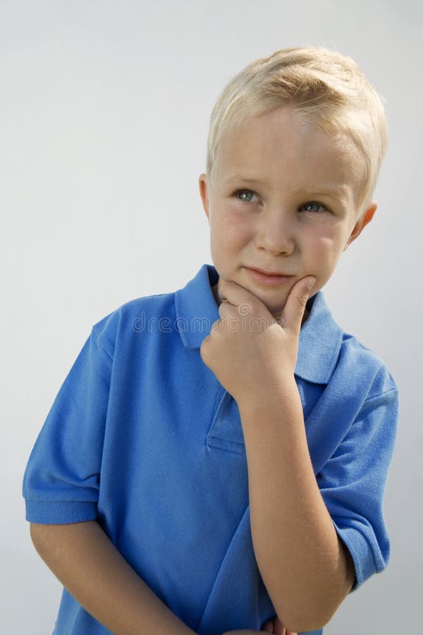Boy Thinking with Eyes Closed Stock Photo - Image of male, ponder: 29662754
