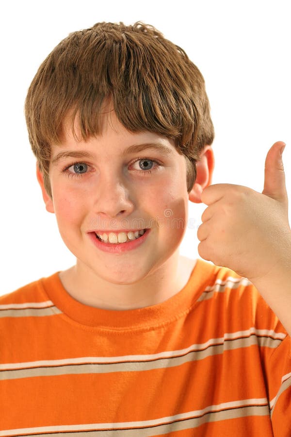 Young Boy Thumbs Up Vertical Stock Image - Image of think, idea: 1878987