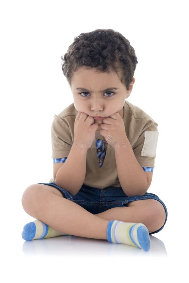 Hispanic Child Expressions of Sadness, Wondering and Dispair. Boy with ...