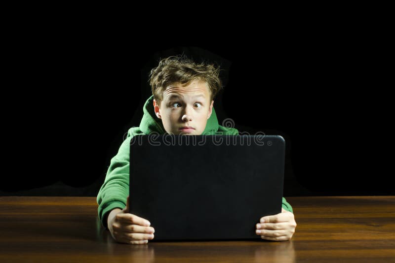Young Boy Using a Laptop Computer Stock Photo - Image of emotion ...