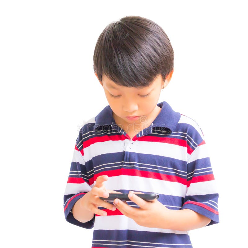 Young Boy Using Mobile Phone Stock Image - Image of communication ...