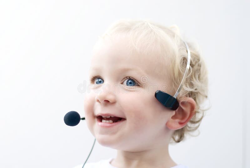 Young Boy Wearing Phone Headset Stock Image - Image of communicate ...
