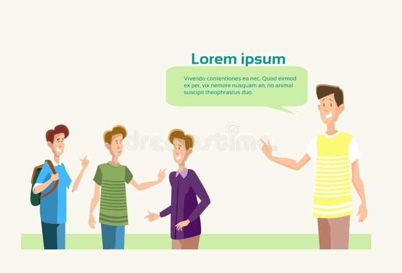 Two Young Boys Students Speaking Friends Communication Stock Vector ...