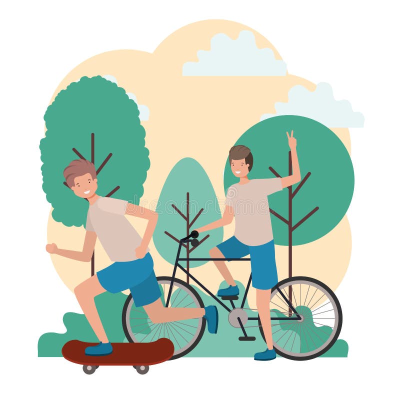 Young Boys Practicing Sports Characters Stock Vector - Illustration of ...