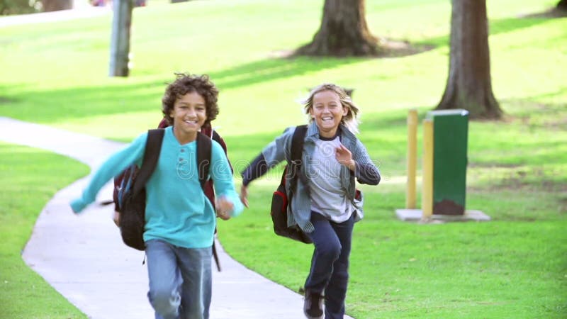 Children Running Towards Camera in Slow Motion Stock Video - Video of ...