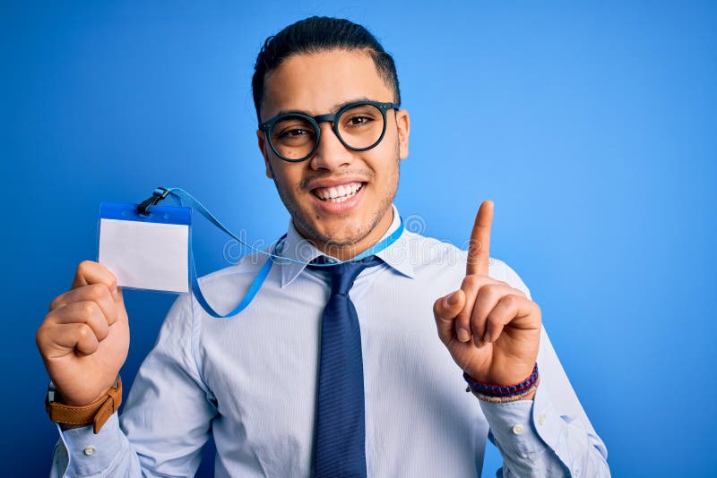 Young Brazilian Call Center Agent Man Holding Id Identification Card ...