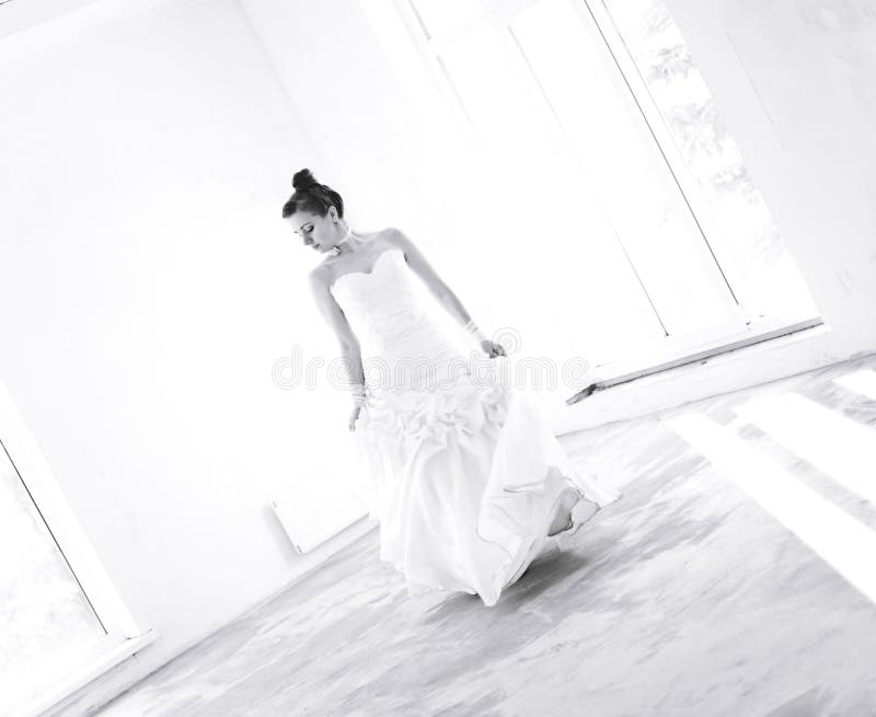Young Bride on the Empty Room Dance Stock Photo - Image of adult ...