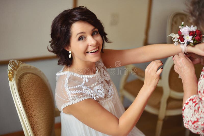 Young Bride Getting Ready for the Wedding Stock Image - Image of chair ...
