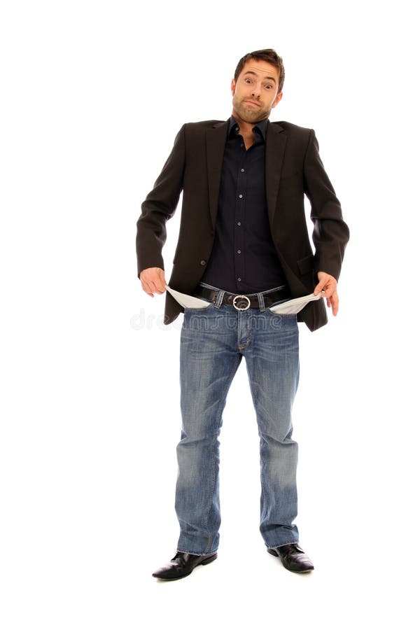 Young broke man stock image. Image of jeans, pockets - 15736649