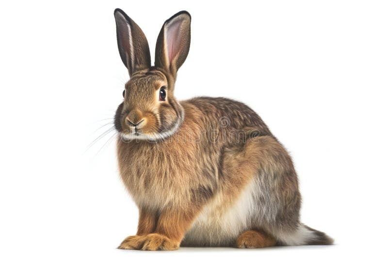 Young Brown Rabbit Sitting Isolated on White Background, Studio Shot ...