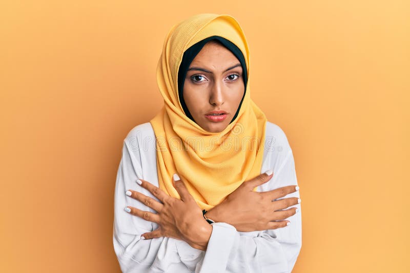 Young Brunette Arab Woman Wearing Traditional Islamic Hijab Scarf