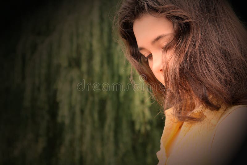 Young Brunette Girl in Deep Thought Stock Photo - Image of girls ...