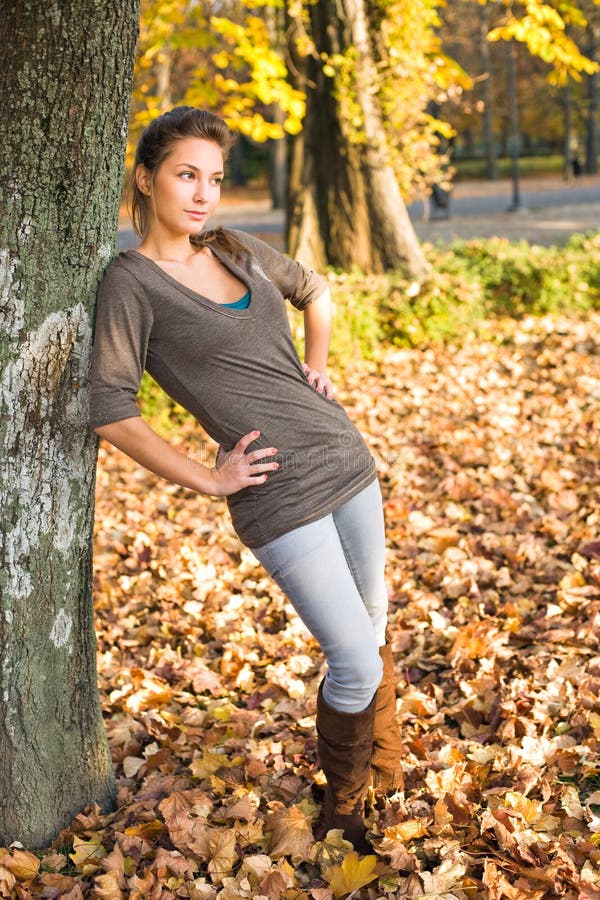 Young Brunette Hottie Posing In The Park Stock Image Image Of Female