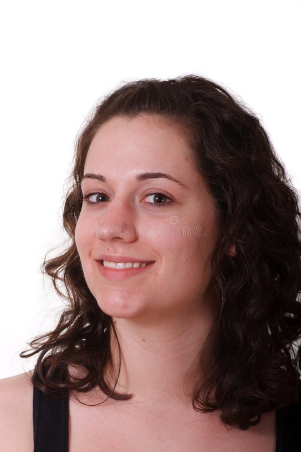 Young Brunette Smiling To Side Eyes on Camera Stock Image - Image of ...