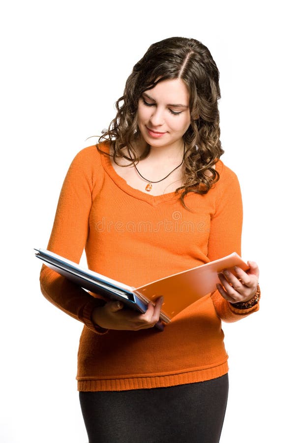 Young Brunette Student Girl. Stock Image - Image of female, college ...