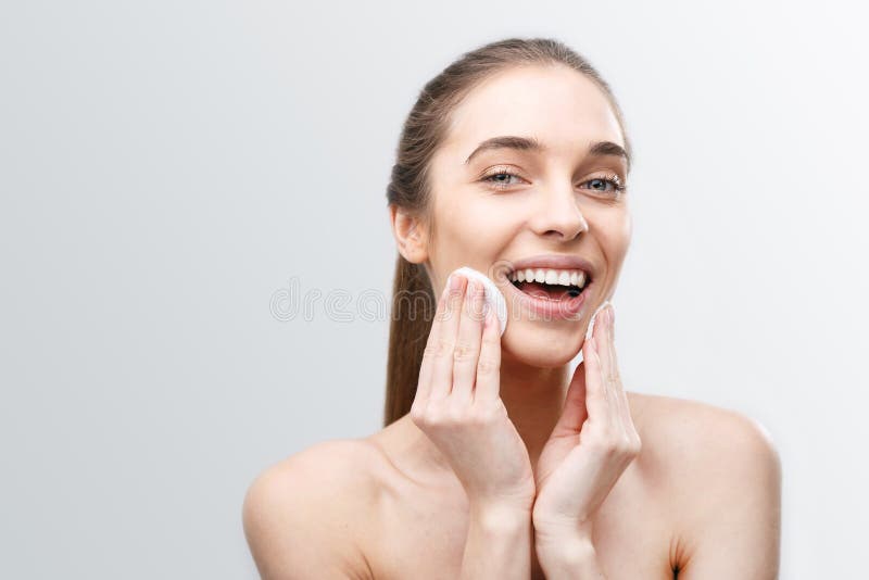 Woman Pampering with Cleaning Pad Stock Photo - Image of closeup, girl ...