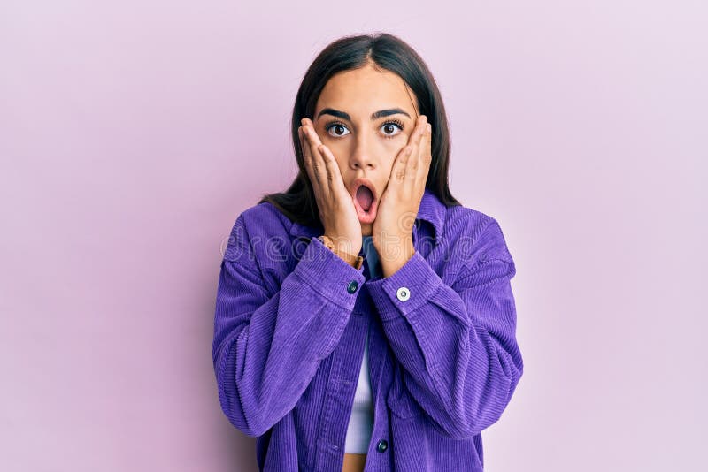 Young Brunette Woman Wearing Casual Clothes Afraid And Shocked