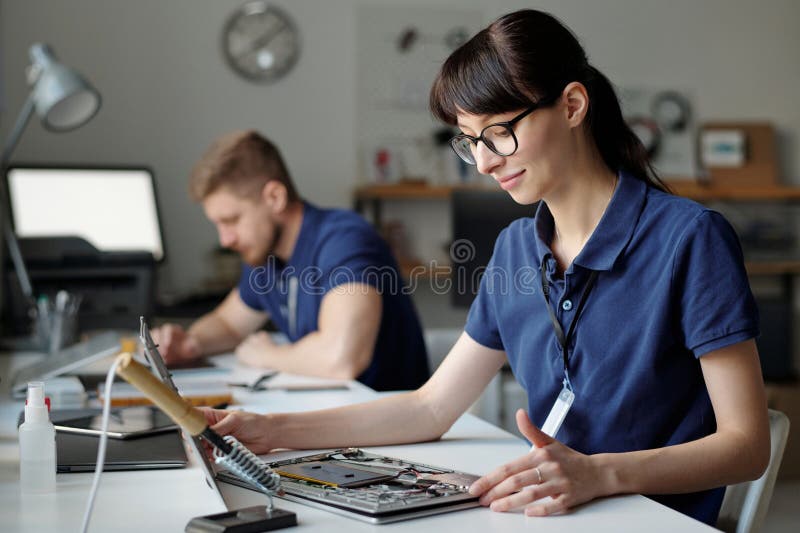 Checking Details of Disassembled Laptop Stock Image - Image of ...