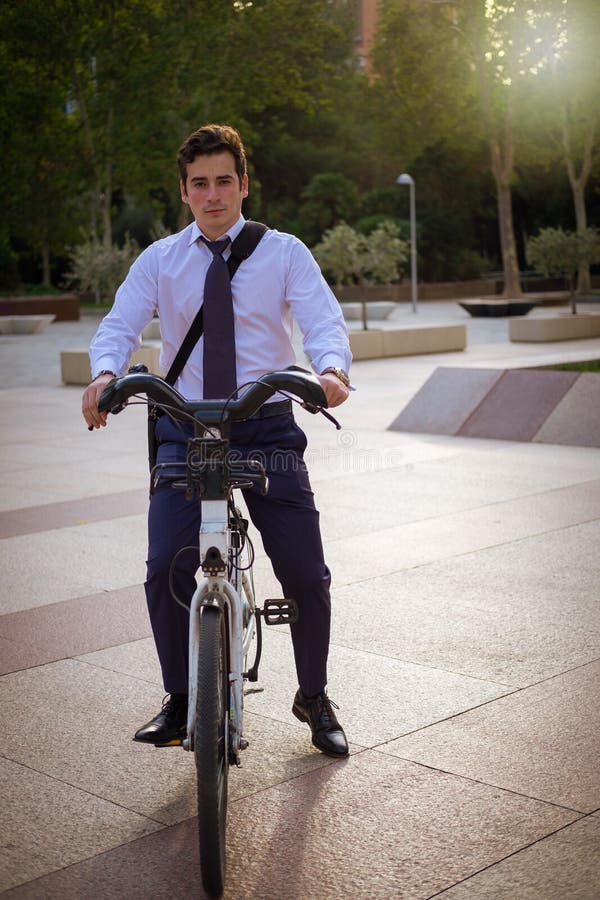 Young Buinessman Riding To Work in the City Stock Photo - Image of ...