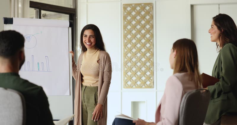 Young Business Coach Giving Flip Chart Presentation for Staff Stock ... Young Business Coach Giving Flip Chart Presentation for Staff Stock ...