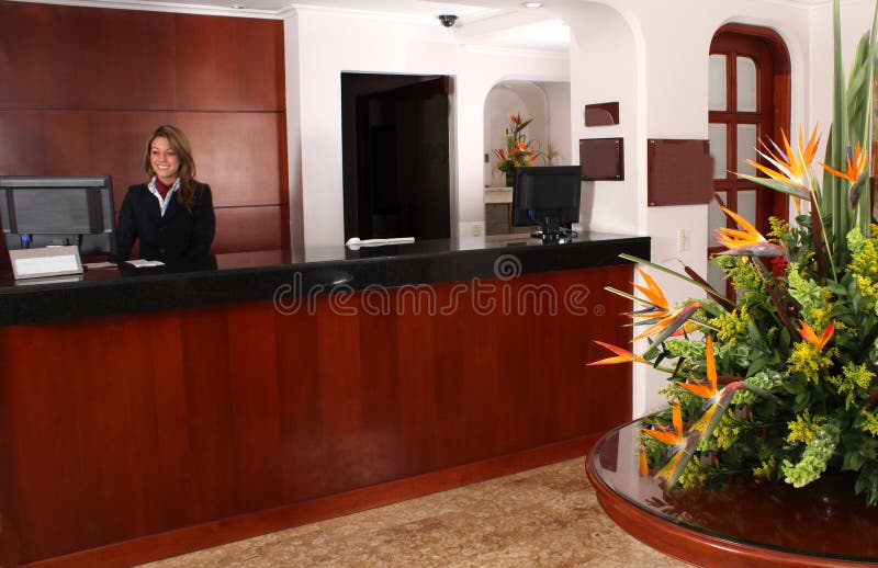 Young Business Lady Work on Reception Stock Image - Image of indoor ...